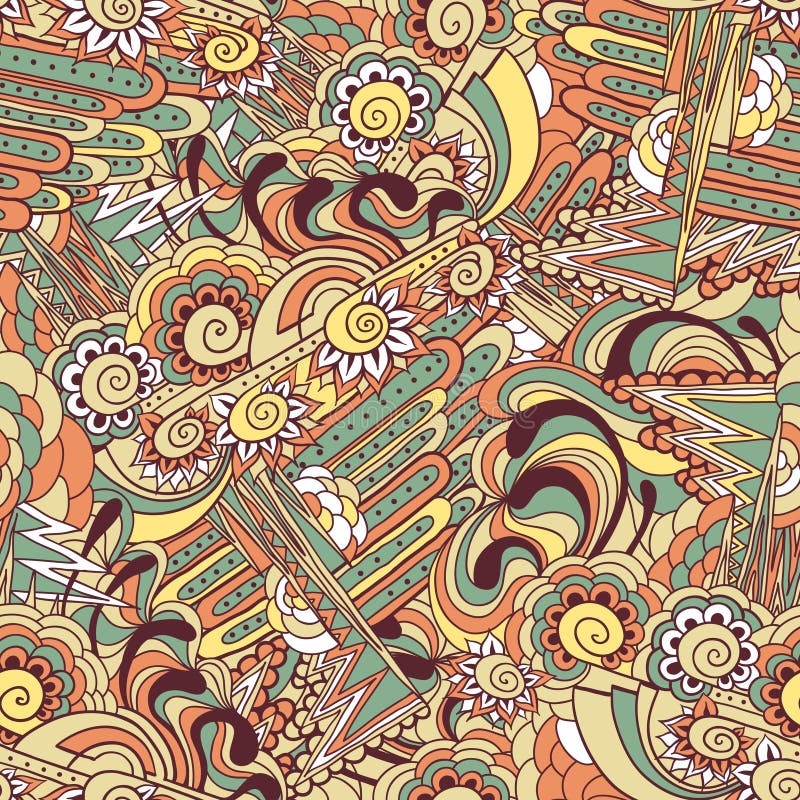 Freehand Seamless Drawings with Doodle Elements Stock Vector ...