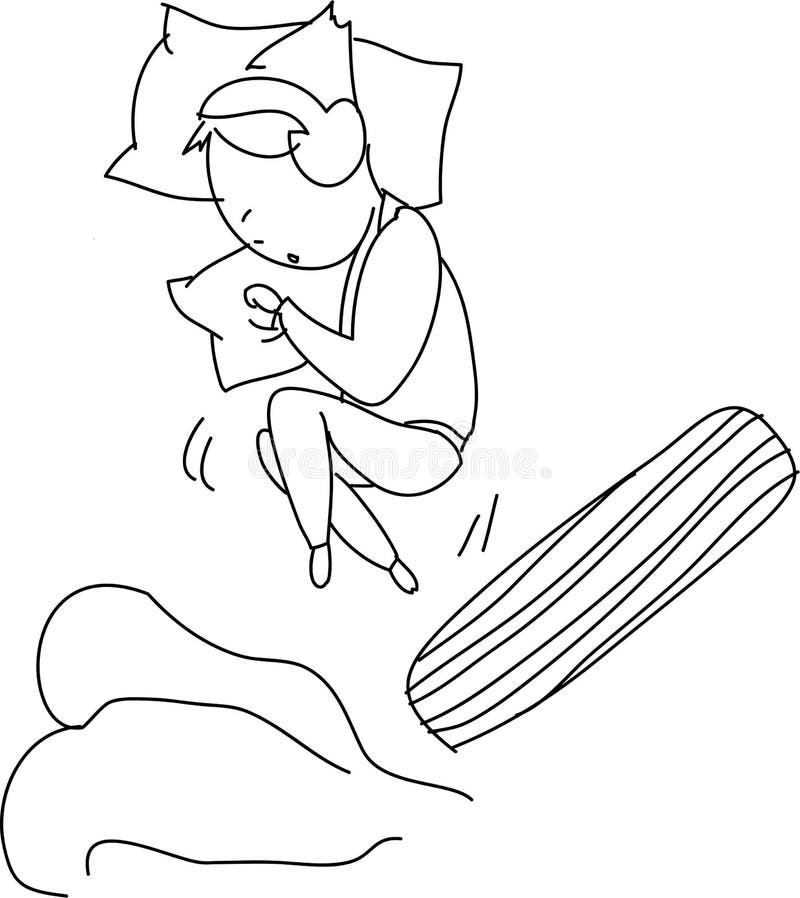 Freehand Sketch Cartoon Girl Sleeping Stock Illustration - Illustration ...