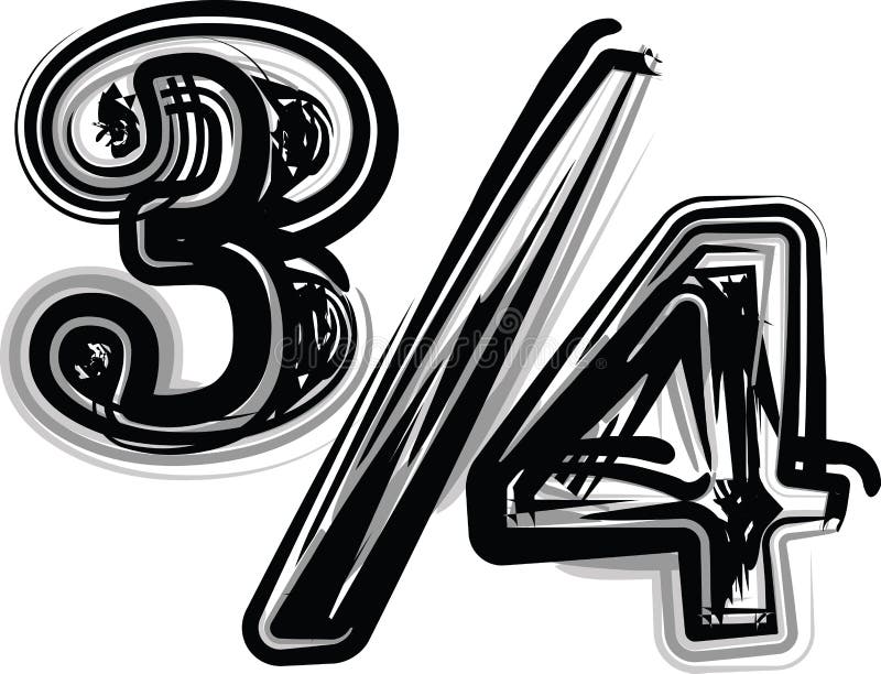 Three Quarters Sign - Freehand Symbol Stock Vector - Illustration of ...