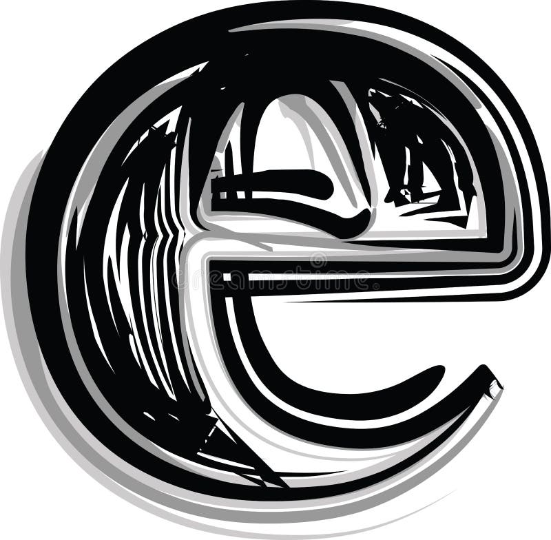 Freehand Typography Letter E Stock Vector - Illustration of grunge ...