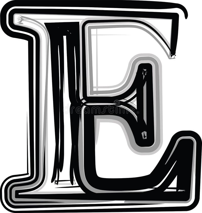 Freehand Typography Letter E Stock Vector - Illustration of scrapbook ...