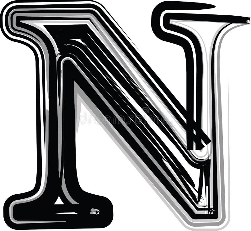 Freehand Typography Letter N Stock Vector - Illustration of pattern ...