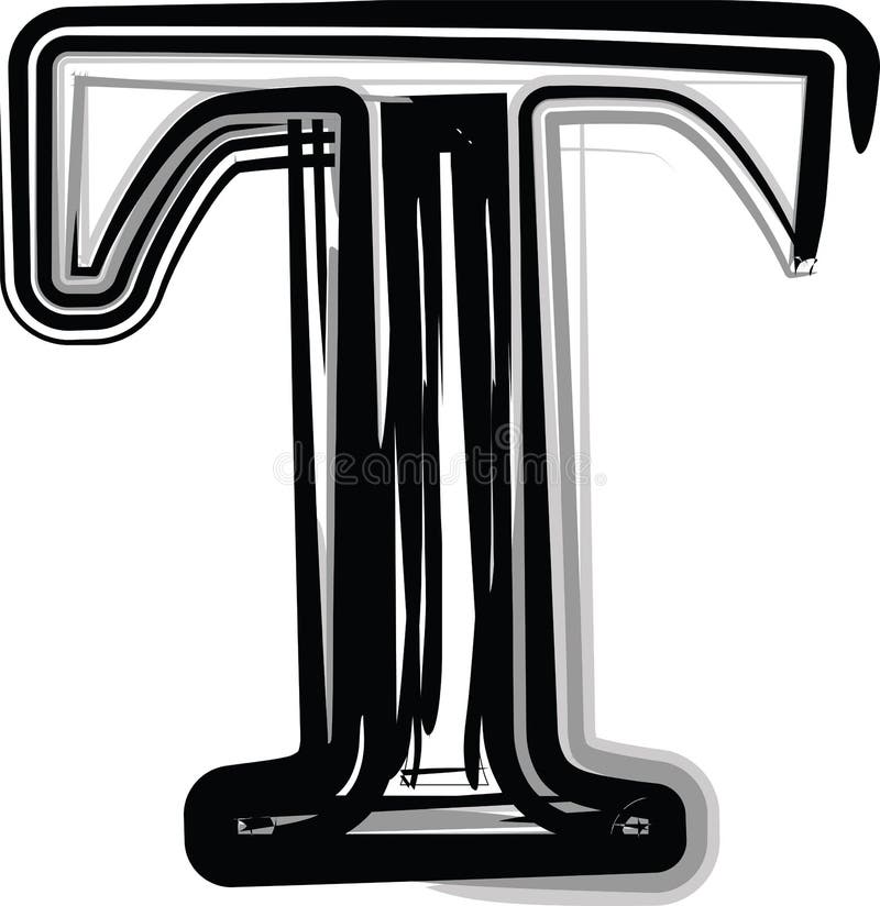Freehand Typography Letter T Stock Vector - Illustration of graphic ...