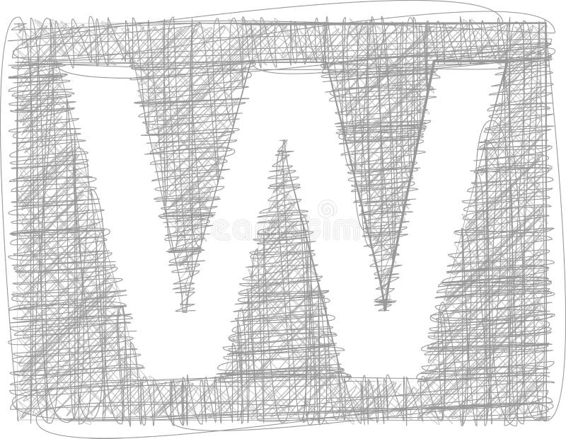 Freehand Typography Letter W Stock Vector - Illustration of capital ...