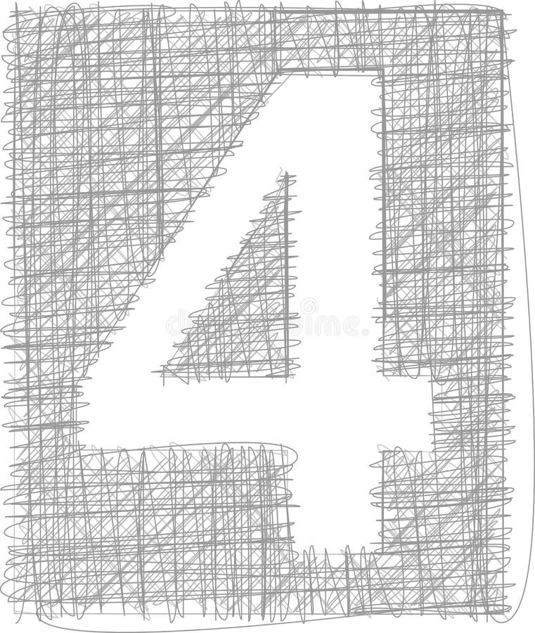 Freehand Typography Number 4 Stock Vector - Illustration of number ...