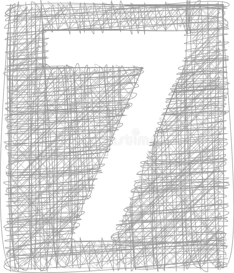 Freehand Typography Number 7 Stock Vector - Illustration of rough, draw ...