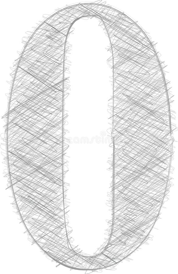 Freehand Typography Number 0 Stock Vector - Illustration of rough ...