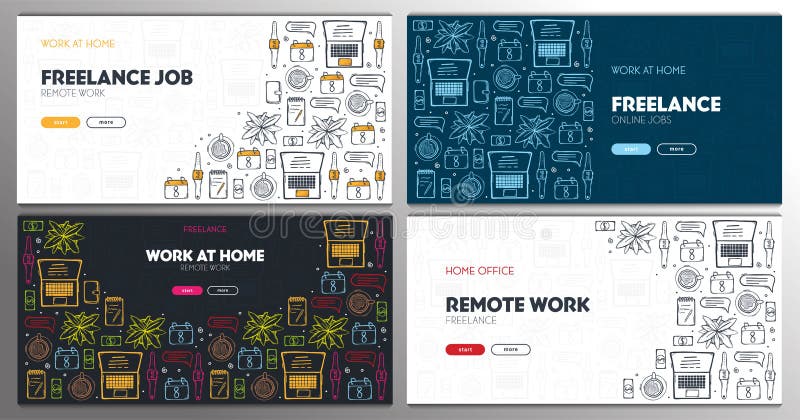 Freelance banner set stock vector. Illustration of advertising - 209791050