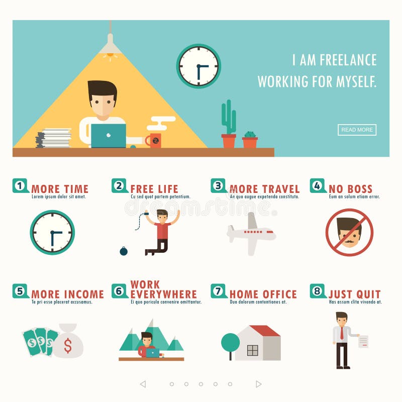 Freelance Banner and Infographic Stock Vector - Illustration of cool ...