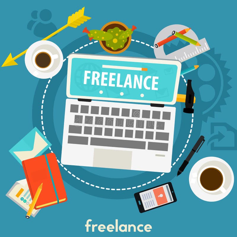 Freelance Concept Banner stock vector. Illustration of abstract - 69067460