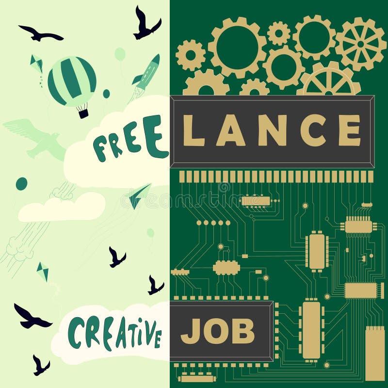 Freelance Creative Job Illustration Stock Vector - Illustration of ...