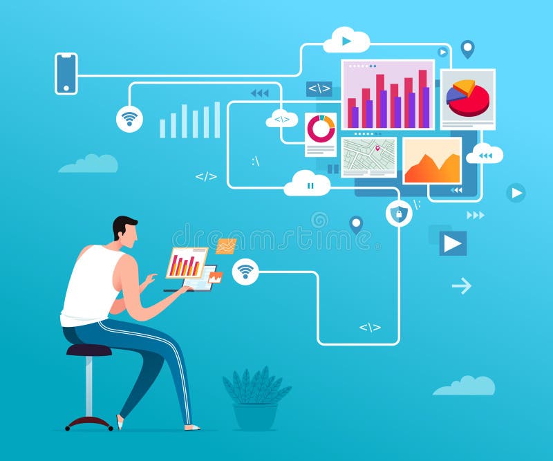 Freelance Data Analysis and Web Programmer Stock Vector - Illustration ...