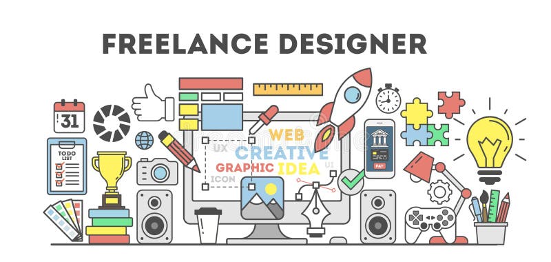 Freelance Graphic Designer stock vector. Illustration of digital - 84606037