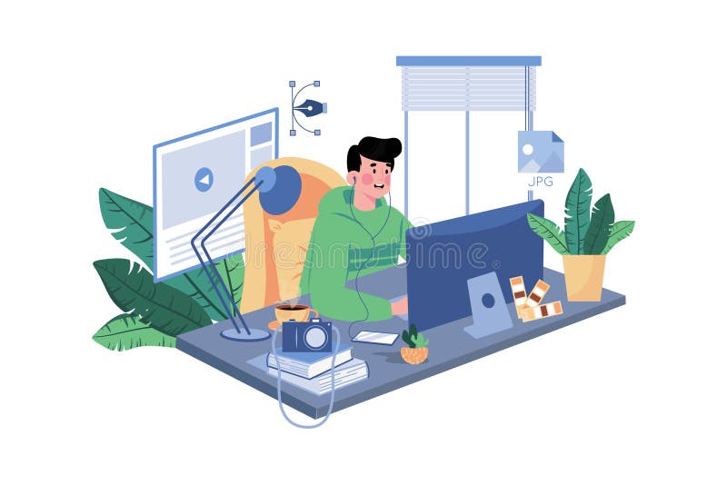 Freelance Designer Illustration Concept on White Background Stock ...