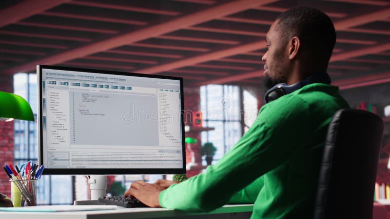 Freelance Developer Writing Code In A Modern Programming Language Stock Video Video Of