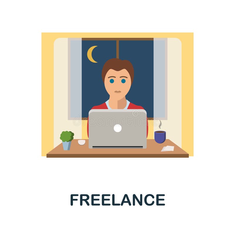Freelance Flat Icon. Colored Filled Simple Freelance Icon for Templates ...