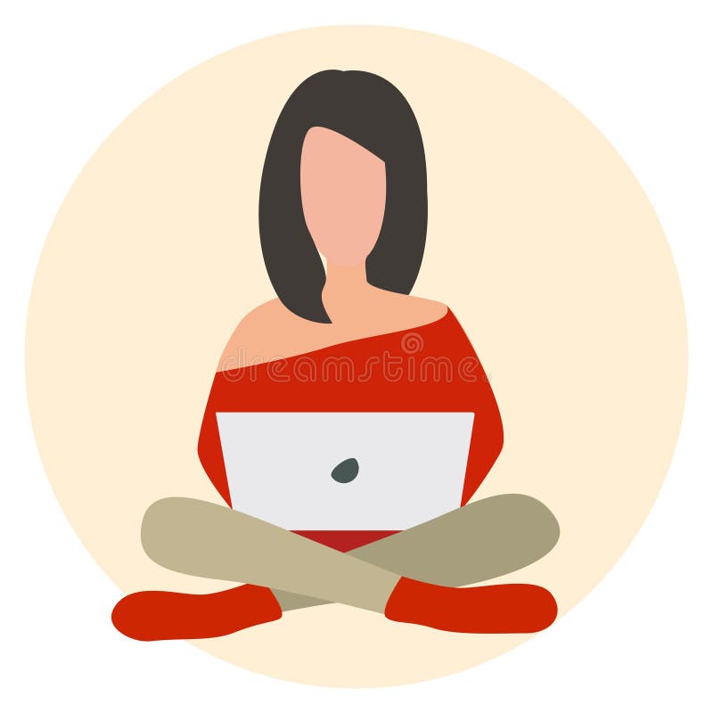 Freelance Girl at Work Vector Illustration Stock Vector - Illustration ...