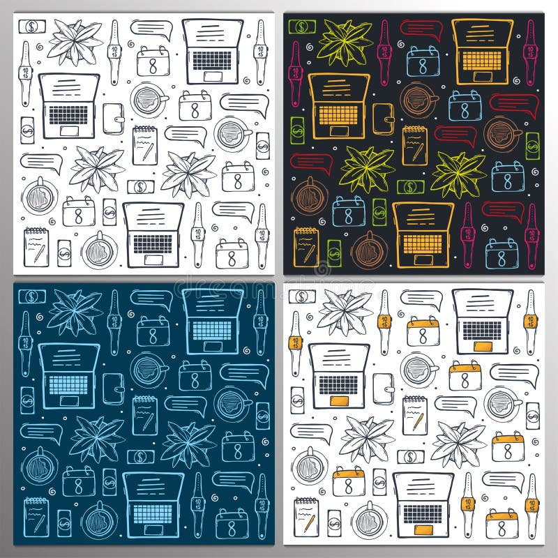 Freelance Hand Draw Doodle Background with Popular Symbols and Elements ...