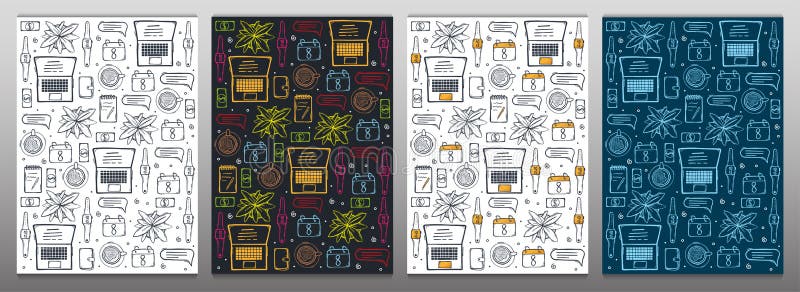 Freelance Hand Draw Doodle Background with Popular Symbols and Elements ...