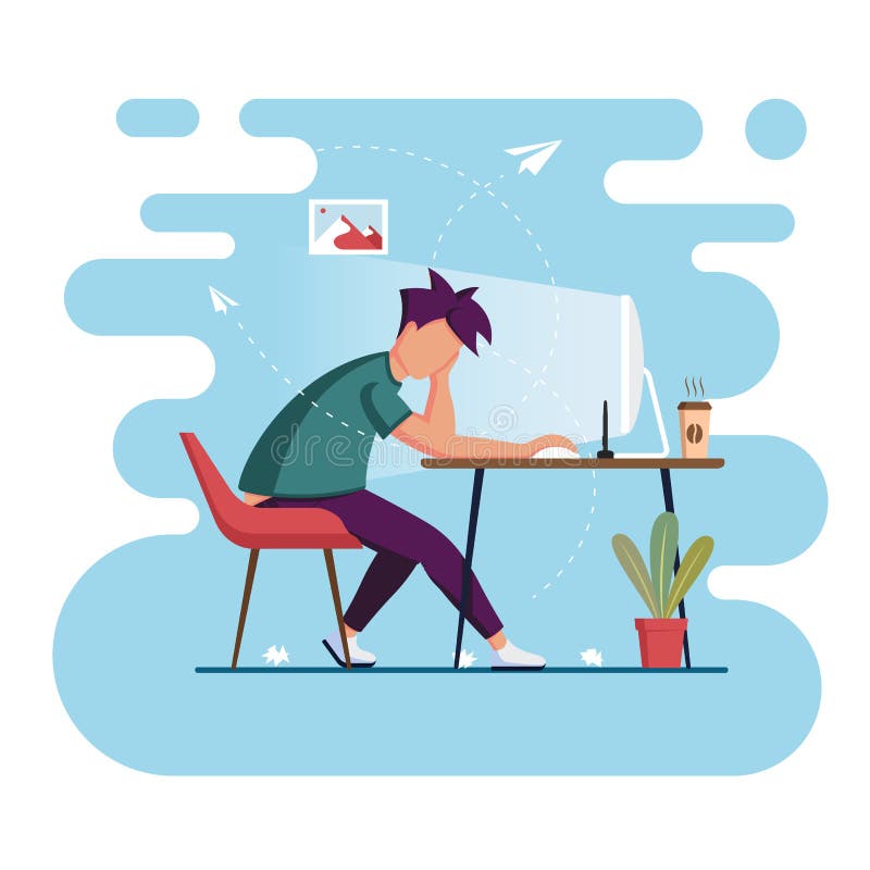 Freelance from Home. Working Process. Self Isolation Concept. Vector ...