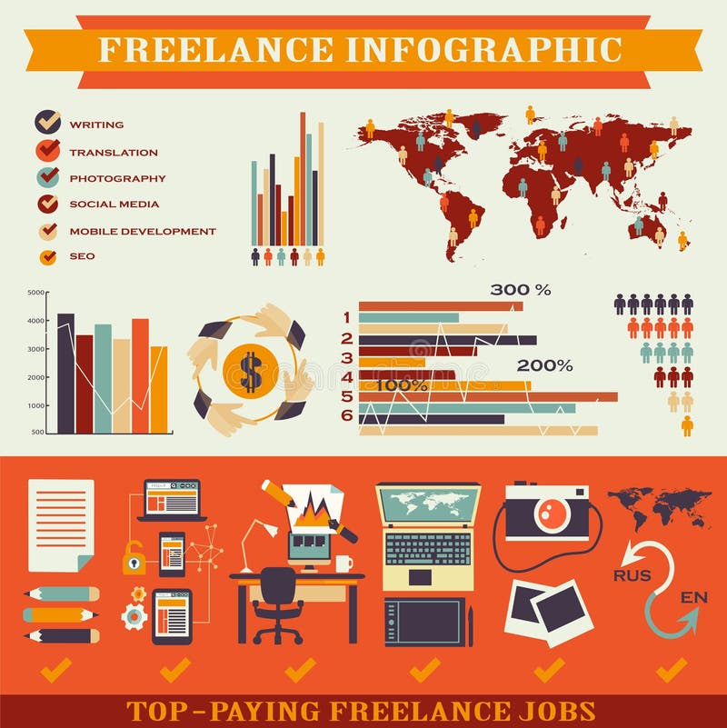 Freelance infographic stock vector. Illustration of elements - 47005958