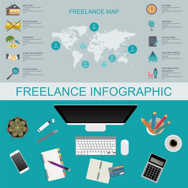 Freelance Infographic Template. Set Elements for Creating You Ow Stock ...