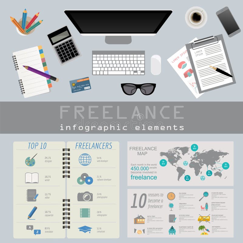 Freelance Infographic Template. Set Elements for Creating You Ow Stock Vector - Illustration of ...