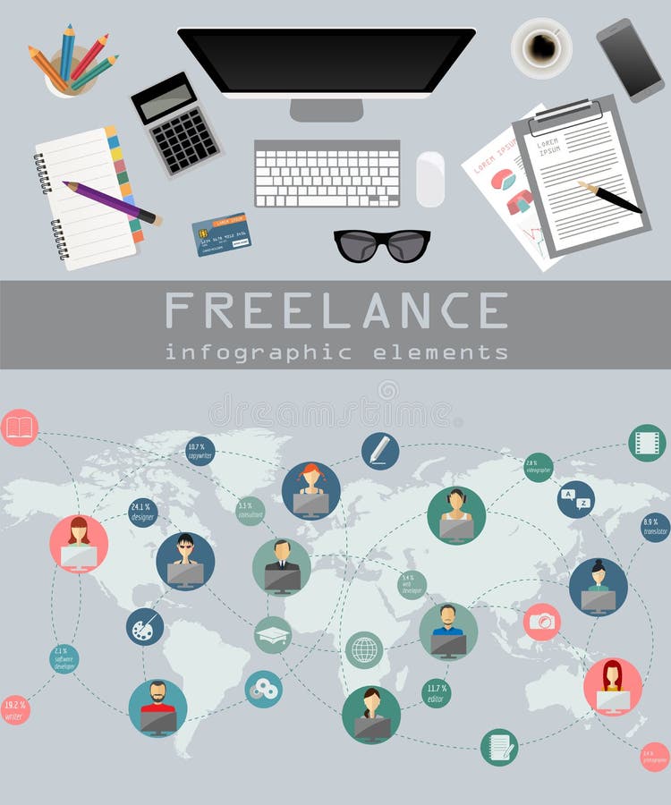 Freelance Infographic Template. Set Elements for Creating You Ow Stock ...