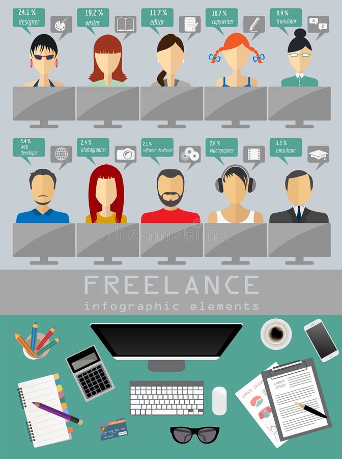 Freelance infographic stock vector. Illustration of elements - 47005958