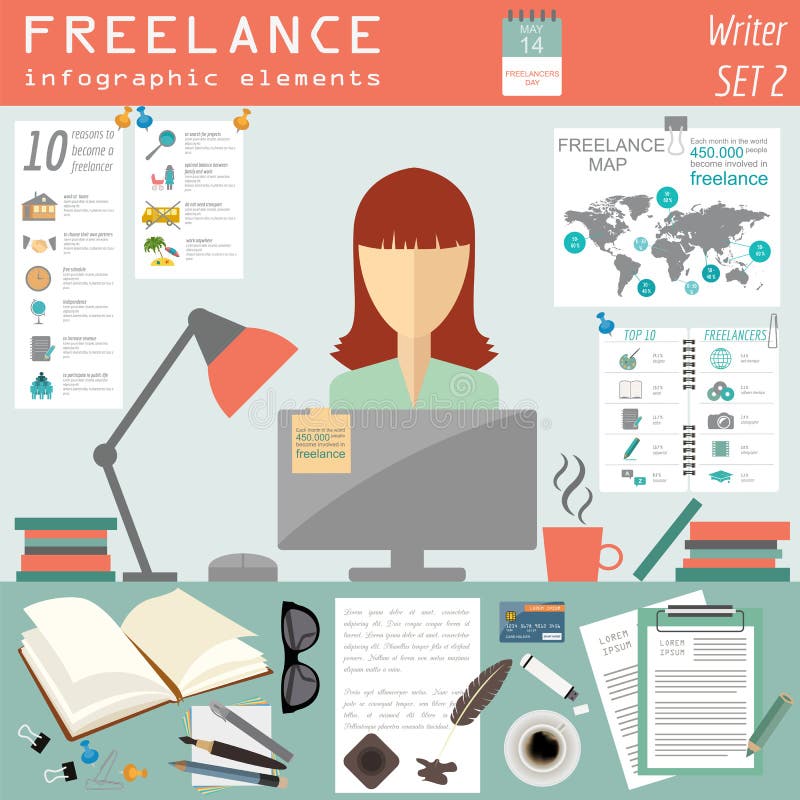 Freelance Infographic Template. Set Elements for Creating You Ow Stock ...