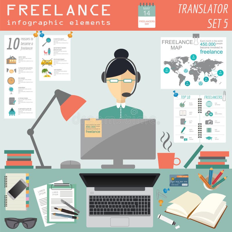 Freelance Infographic Template. Set Elements for Creating You Ow Stock ...