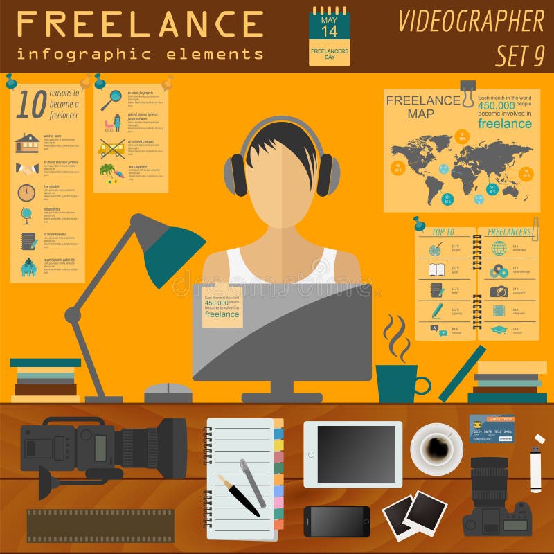 Freelance Infographic Template. Set Elements Stock Vector ...