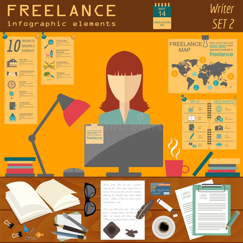 Freelance Infographic Template. Set Elements Stock Vector ...
