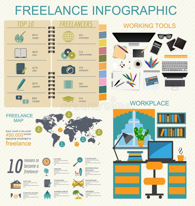 Freelance Infographic Template. Set Elements Stock Vector ...