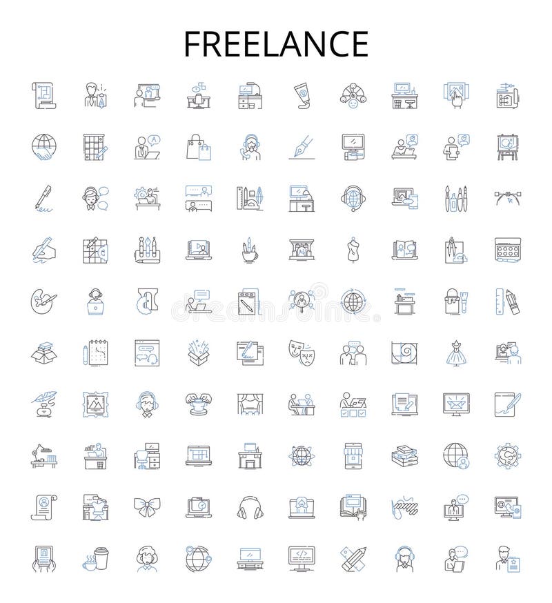 Freelance Outline Icons Collection. Freelancer, Independent, Contractor ... Freelance Outline Icons Collection. Freelancer, Independent, Contractor ...