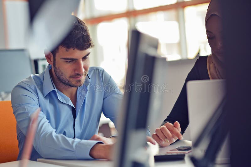 Freelance Programmer Working in Startup Office Stock Image - Image of ...