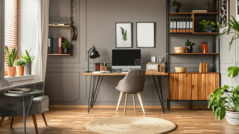 Freelance or Studying Concept Workplace Room. Generative Ai Stock Illustration - Illustration of ...