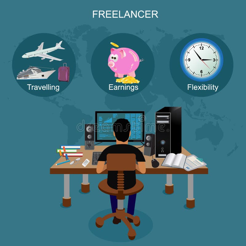 Freelance Vector Illustration Stock Vector - Illustration of happy ...