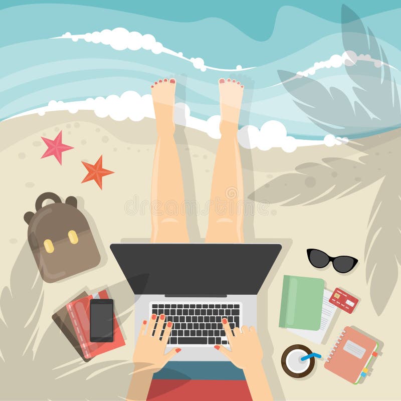 Office Work Beach View Stock Illustrations – 943 Office Work Beach View ...