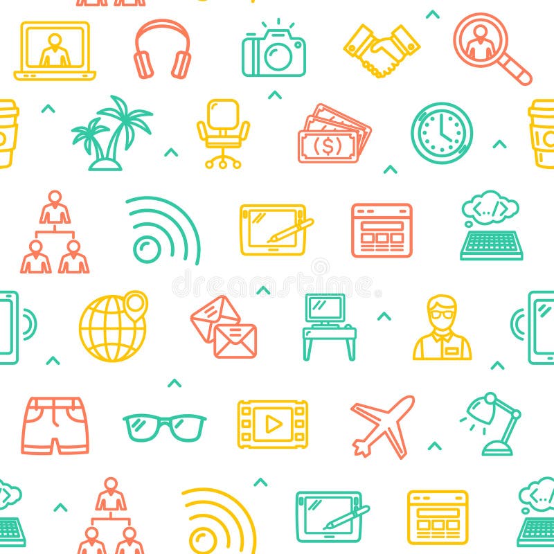 Freelance Work Signs Seamless Pattern Background. Vector Stock Vector ...