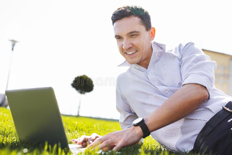 Freelance Worker Completing His Tasks Outside Stock Photo - Image of ...