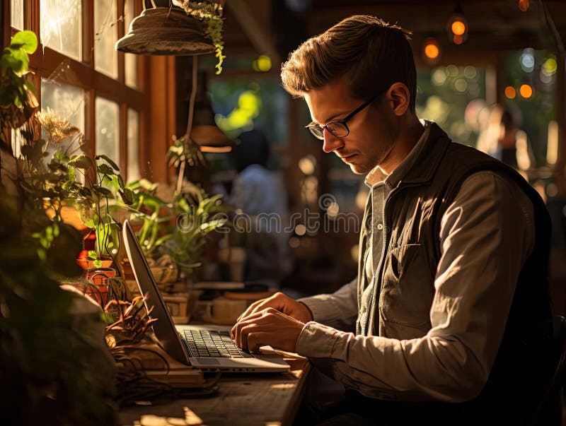 Freelancer Checking Emails in the Morning Stock Illustration ...