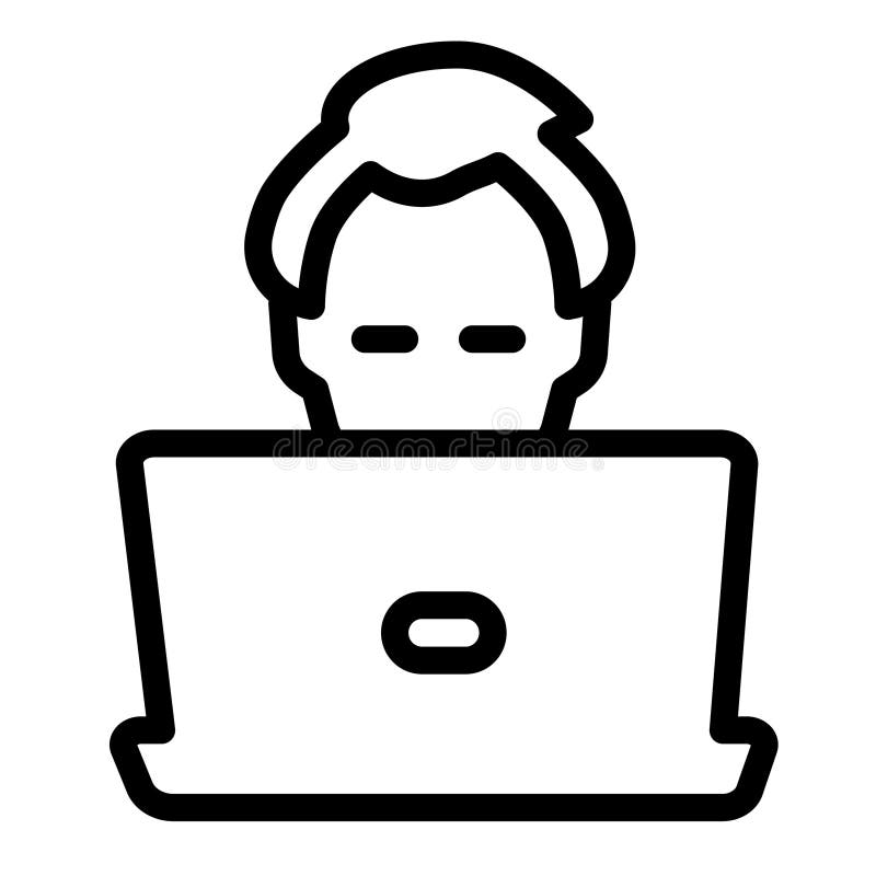 Laptop Line Art Vector Illustration Stock Vector - Illustration of ...