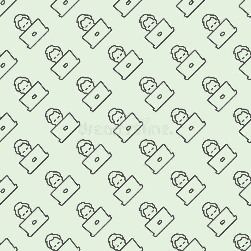 Freelancer Guy with Laptop Line Seamless Pattern, Remote Work Theme ...