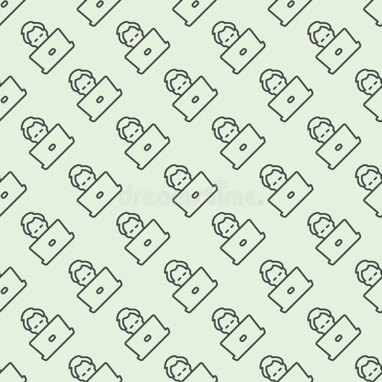 Freelancer Guy with Laptop Line Seamless Pattern, Remote Work Theme ...
