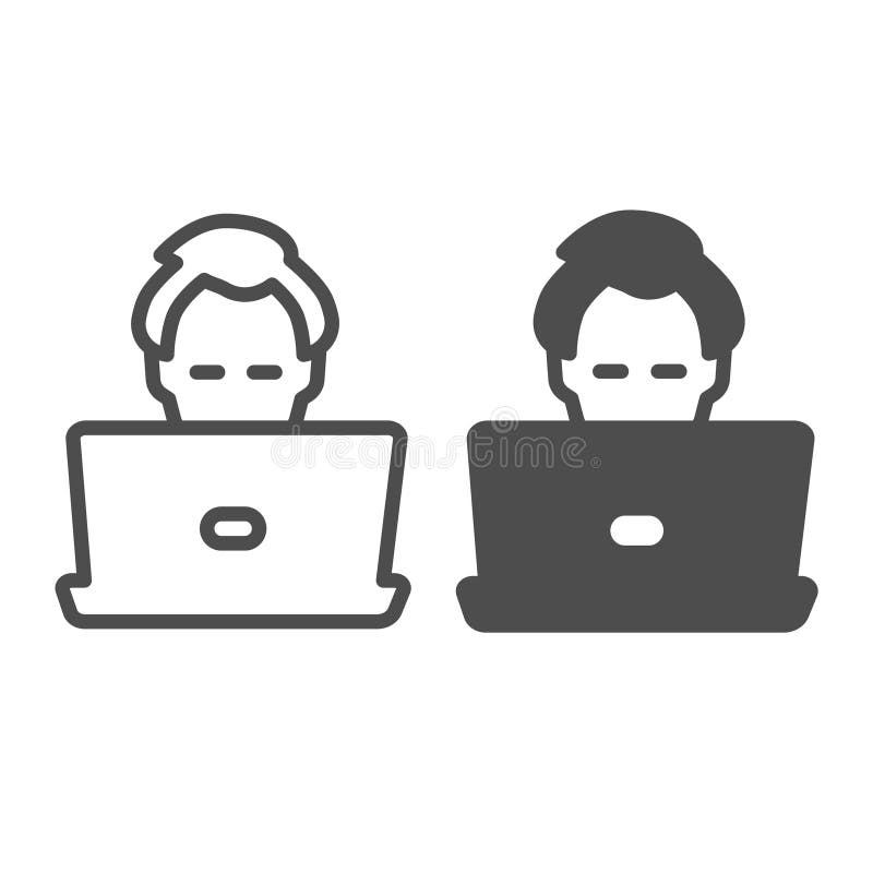 Laptop Line Art Vector Illustration Stock Vector - Illustration of ...