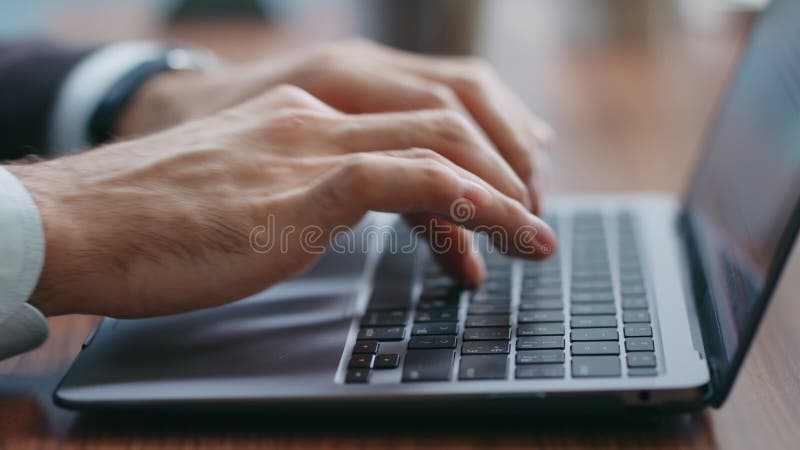 Freelancer Hands Typing Computer Keyboard Closeup. Businessman Working ...