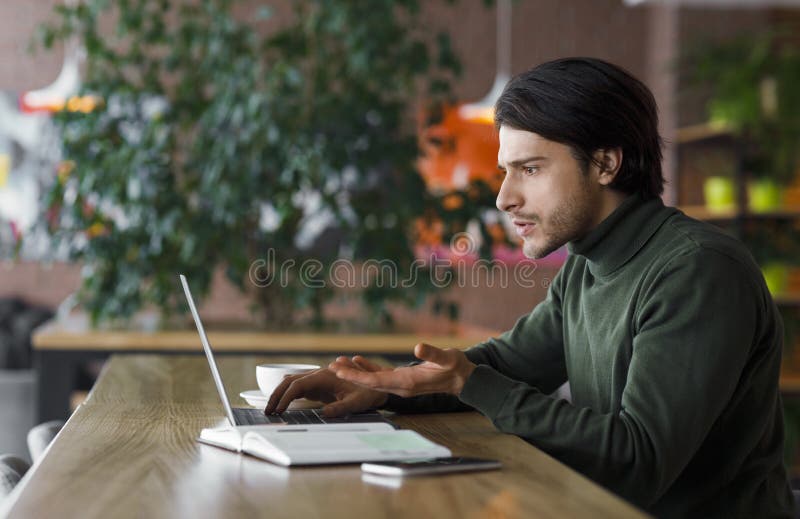 Freelancer Having Problem with Project, Looking at Laptop Screen Stock ...