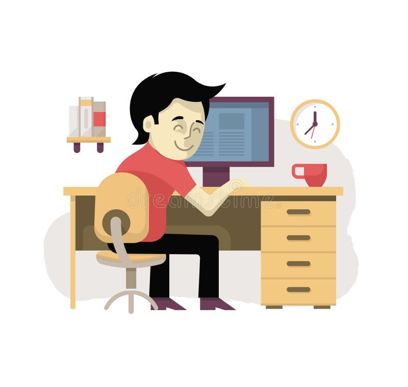 Freelancer at His Workplace Stock Vector - Illustration of programmer ...
