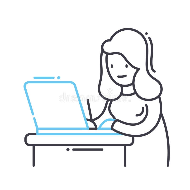 Freelancer Line Icon, Outline Symbol, Vector Illustration, Concept Sign ...